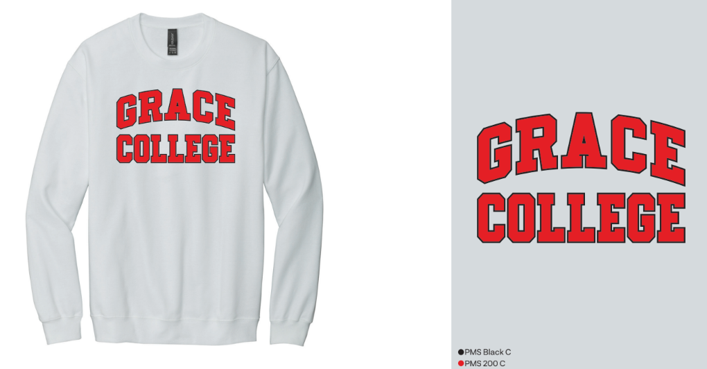 Grace Core Crewneck Sweatshirt, White – Grace College Campus Store