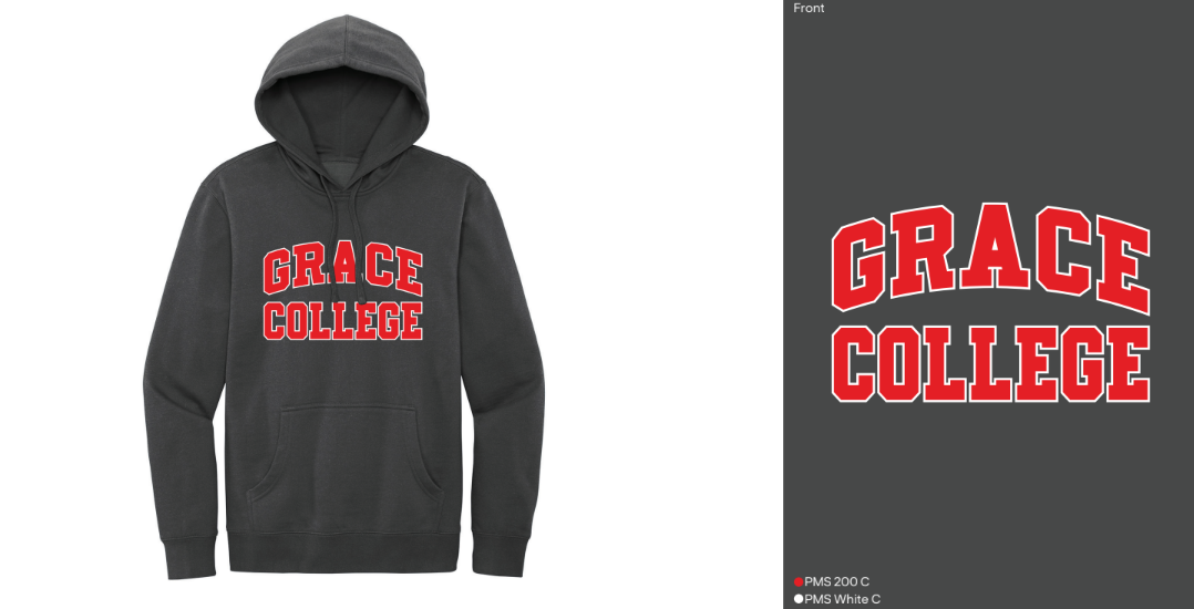 Grace Core Hooded Sweatshirt, Charcoal – Grace College Campus Store